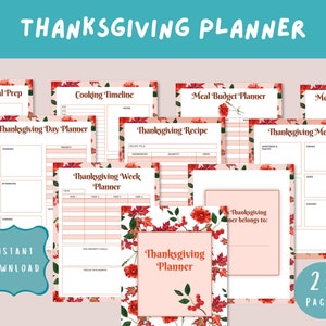 Thanksgiving Planner, Holiday Menu, Recipes, and Decor (digital PDF ...