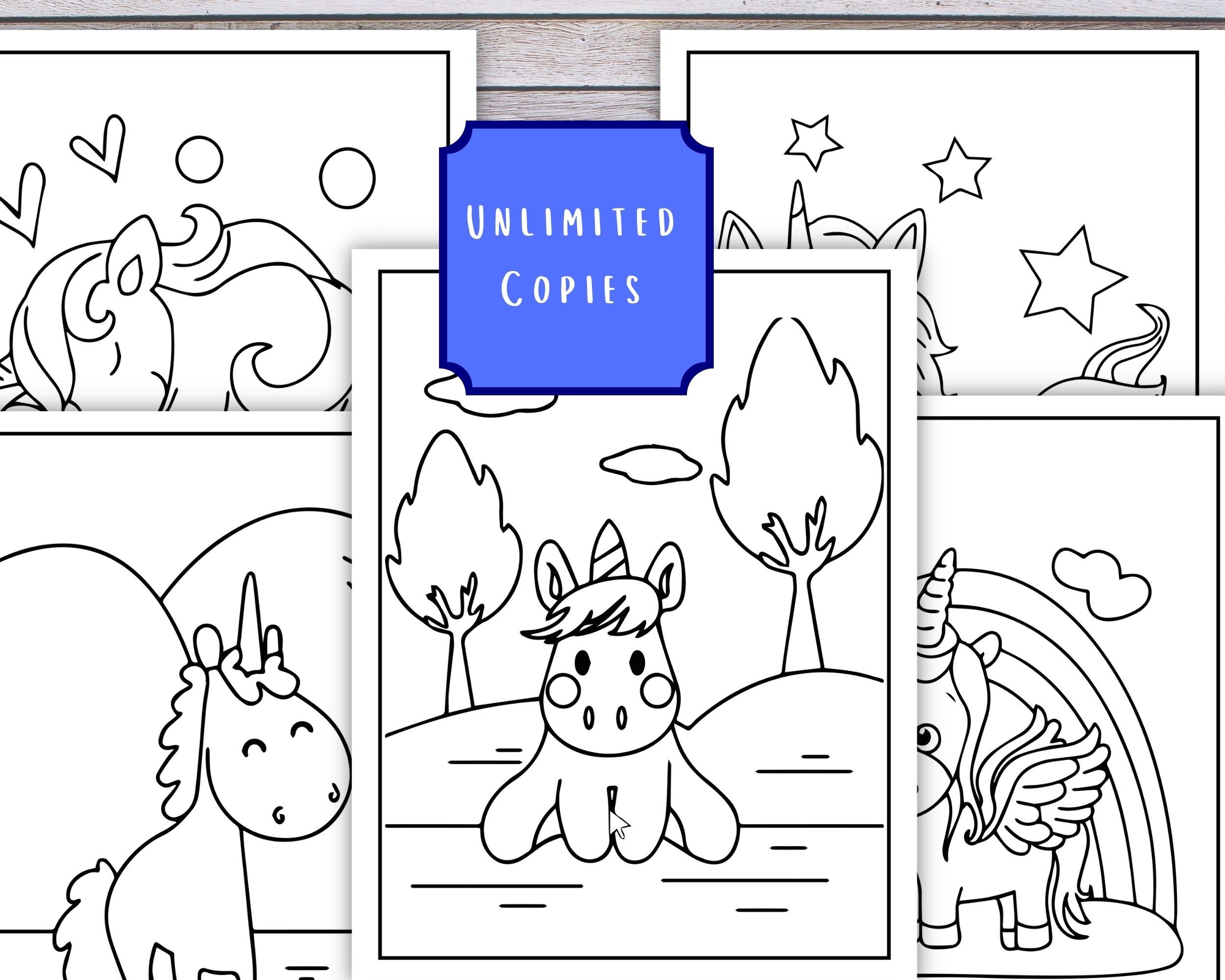 Cute Unicorn Coloring Pages for Kids, 20 Designs (digital PDF Download ...