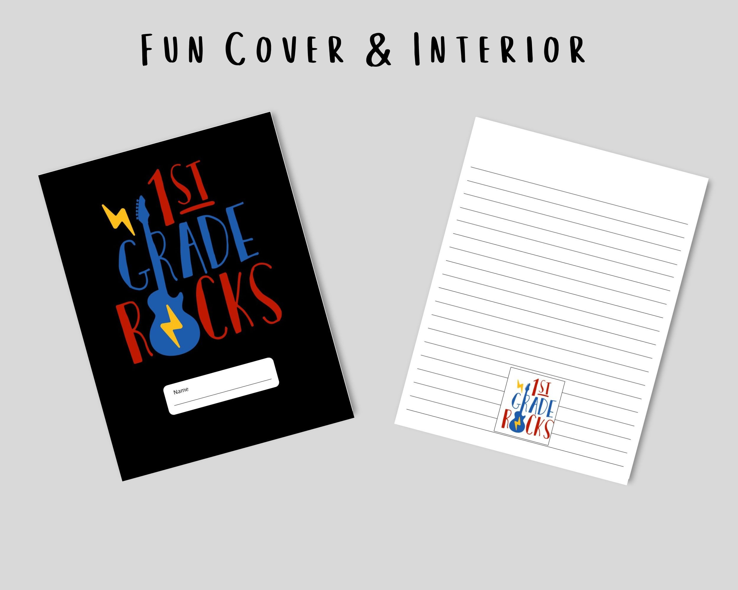 1st Grade Rocks Printable Notebook, Colorful Cover (digital PDF ...