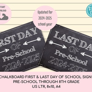 Printable First and Last Day of School Signs, Instant Download, Digital ...