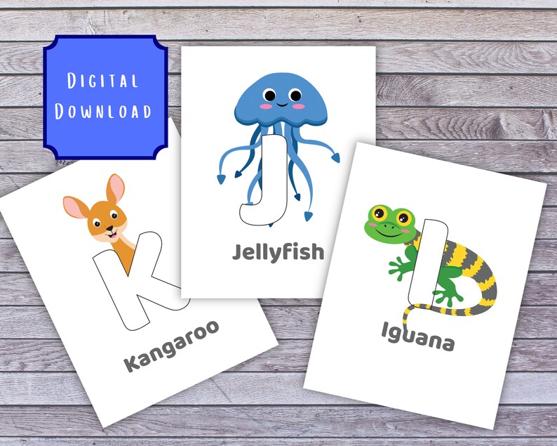 Animal Alphabet Coloring Pages Printable, Phonics Literacy ABC Letters ...