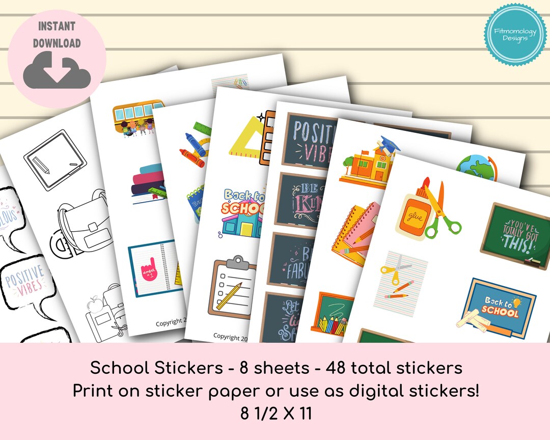 Printable School Stickers, Teacher Supply Stickers, School Supply ...