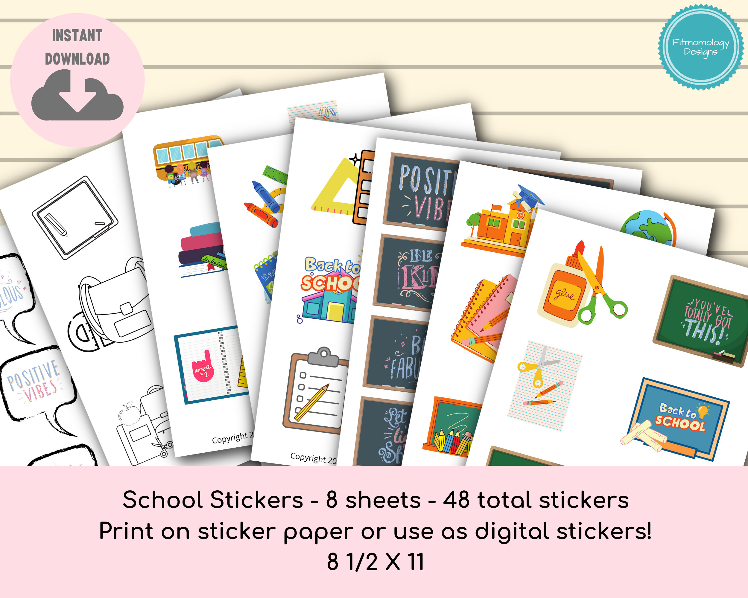 Printable School Stickers, Teacher Supply Stickers, School Supply ...