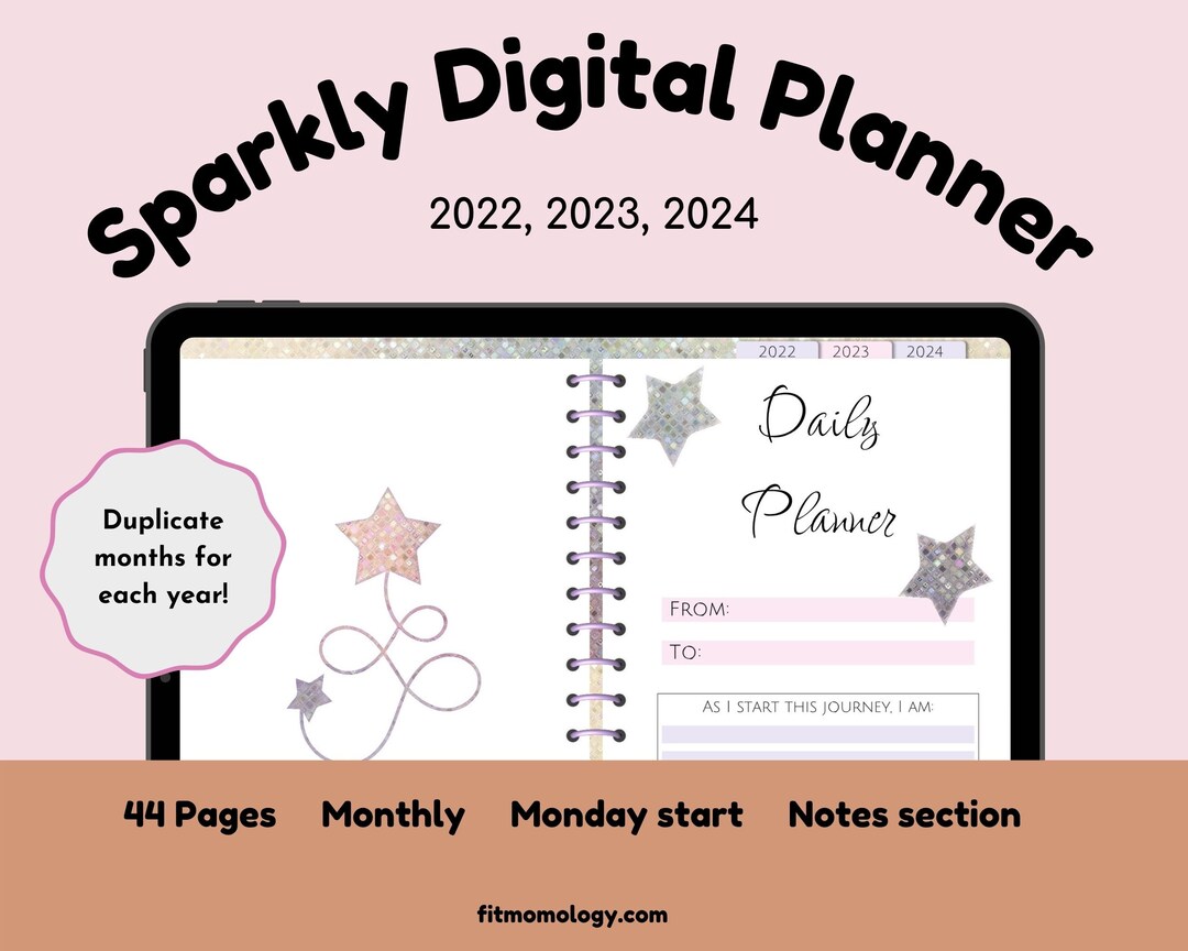 Sparkly Digital Planner, Undated, Hyperlinked (goodnotes, Notability ...