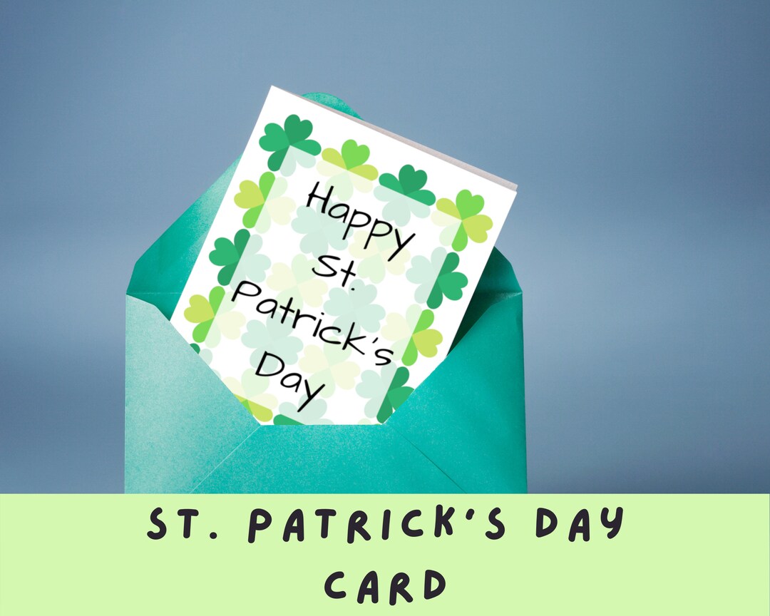 St Patrick's Day Note Card Printable, Note Card, St Patrick's Day PDF ...