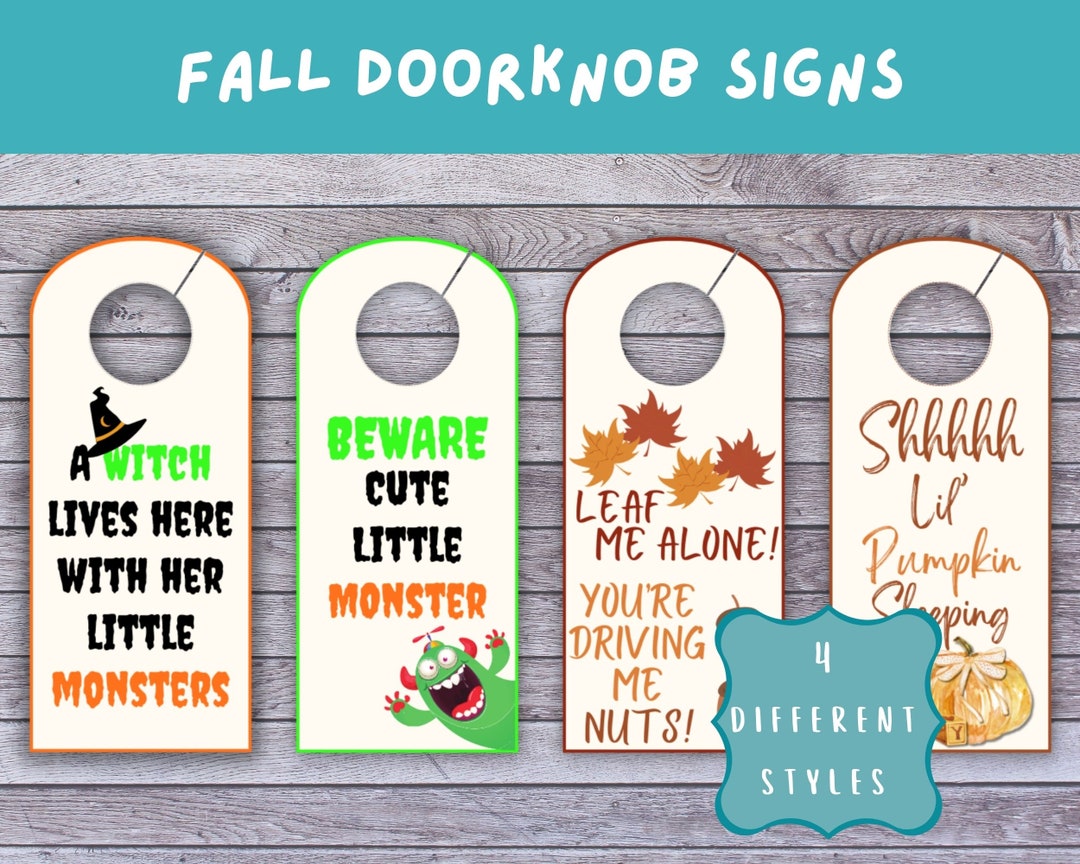 Fall Door Knob Hanger Printables, Instant Download, Digital PDF ...