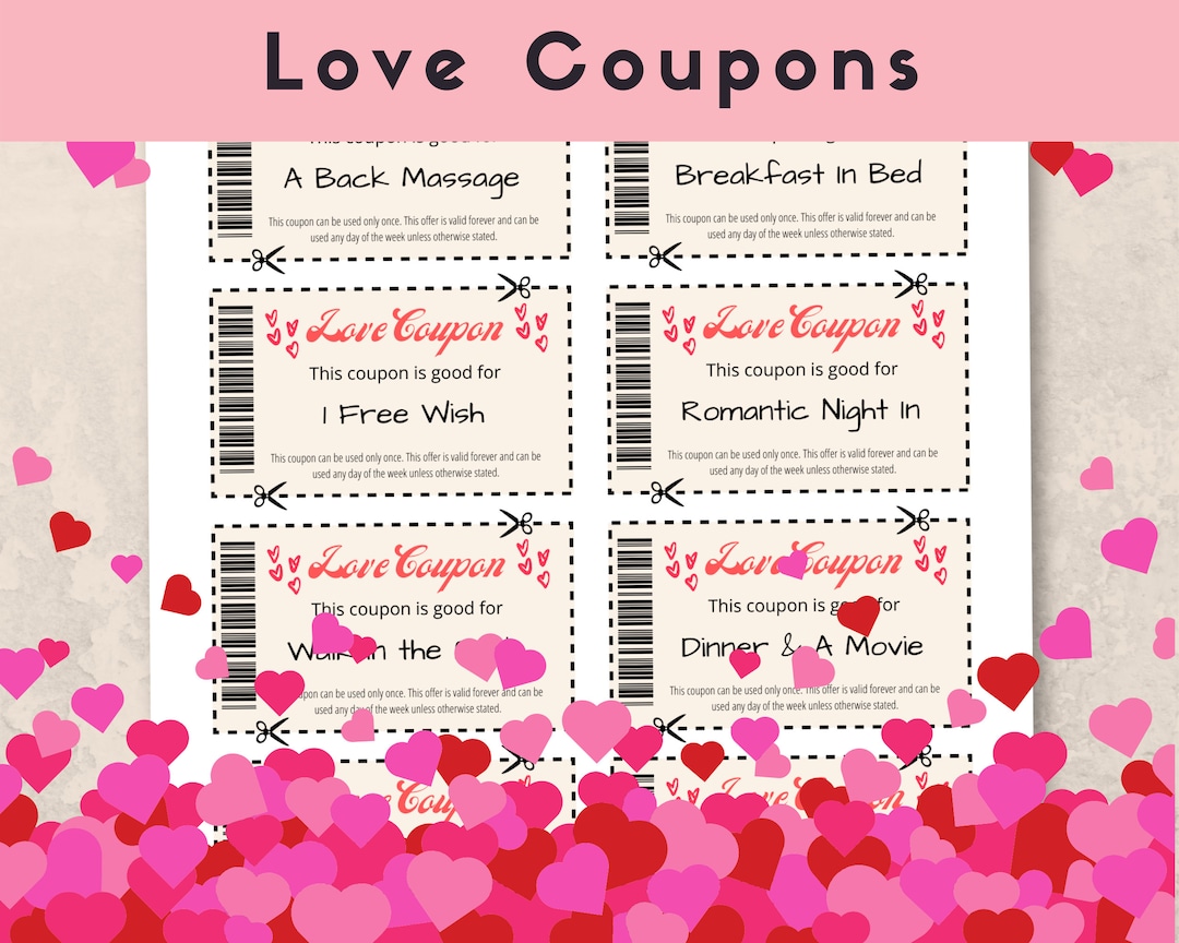 Love Coupons, Valentines Day Coupons, Printable Gift, Love Coupons PDF ...