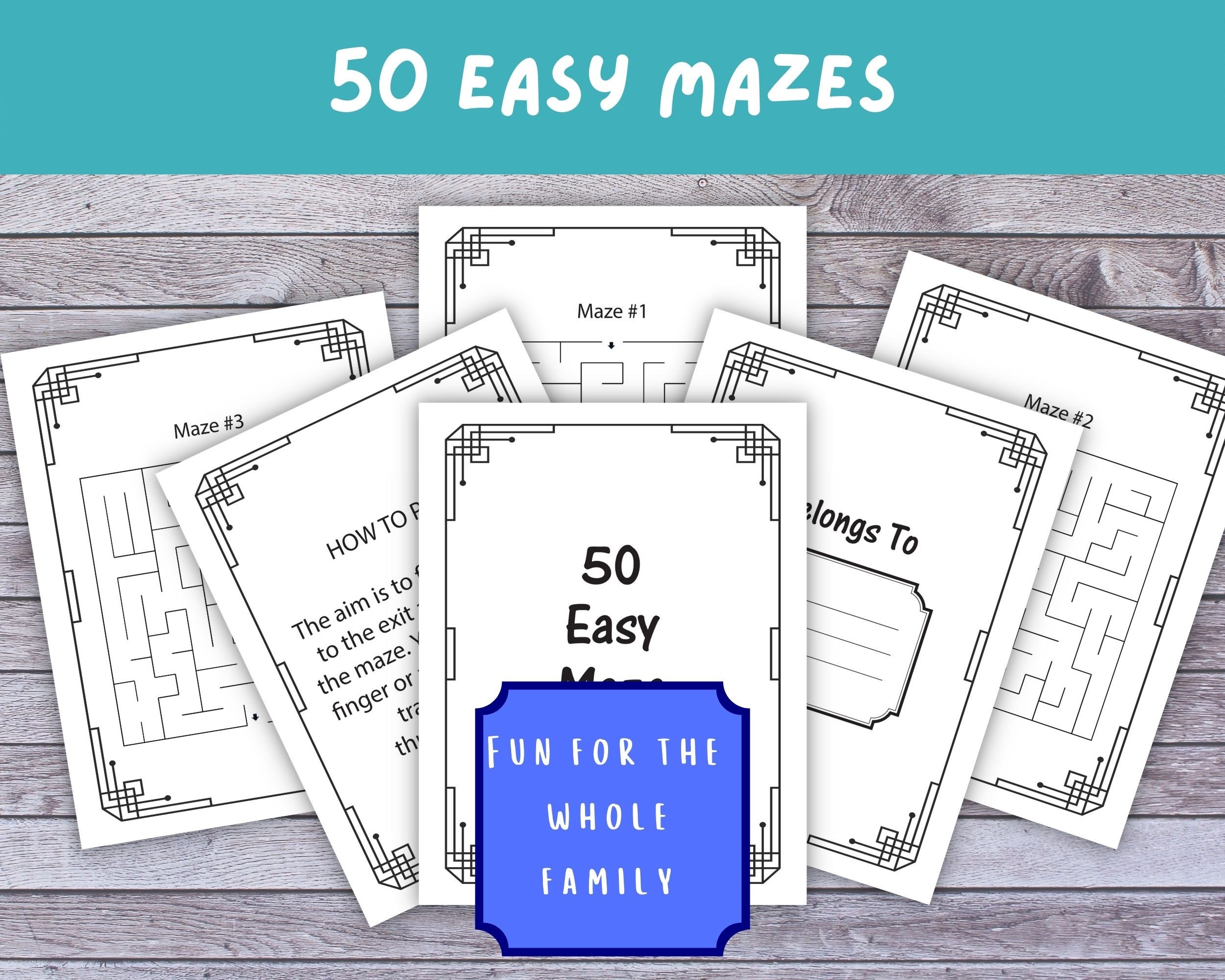 50 Easy Mazes Activity Book, Kids Printable (digital PDF Download) - Etsy