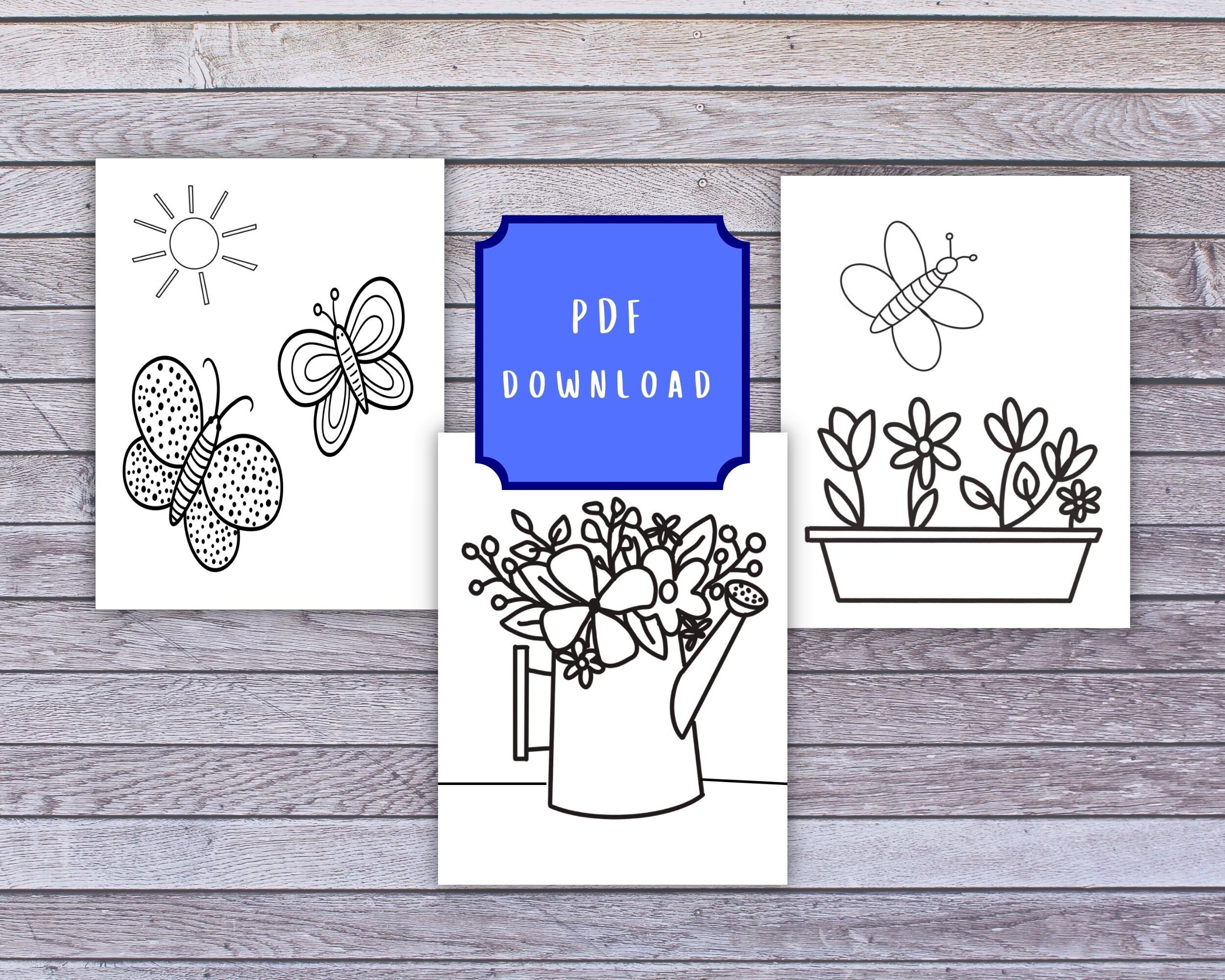 Spring Coloring Pages, 10 Printable Designs (digital PDF Download) - Etsy