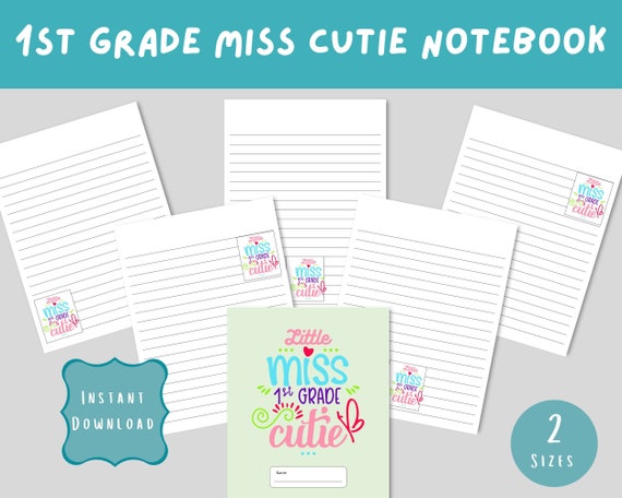 1st Grade Miss Cutie Printable Notebook Grade School - Etsy