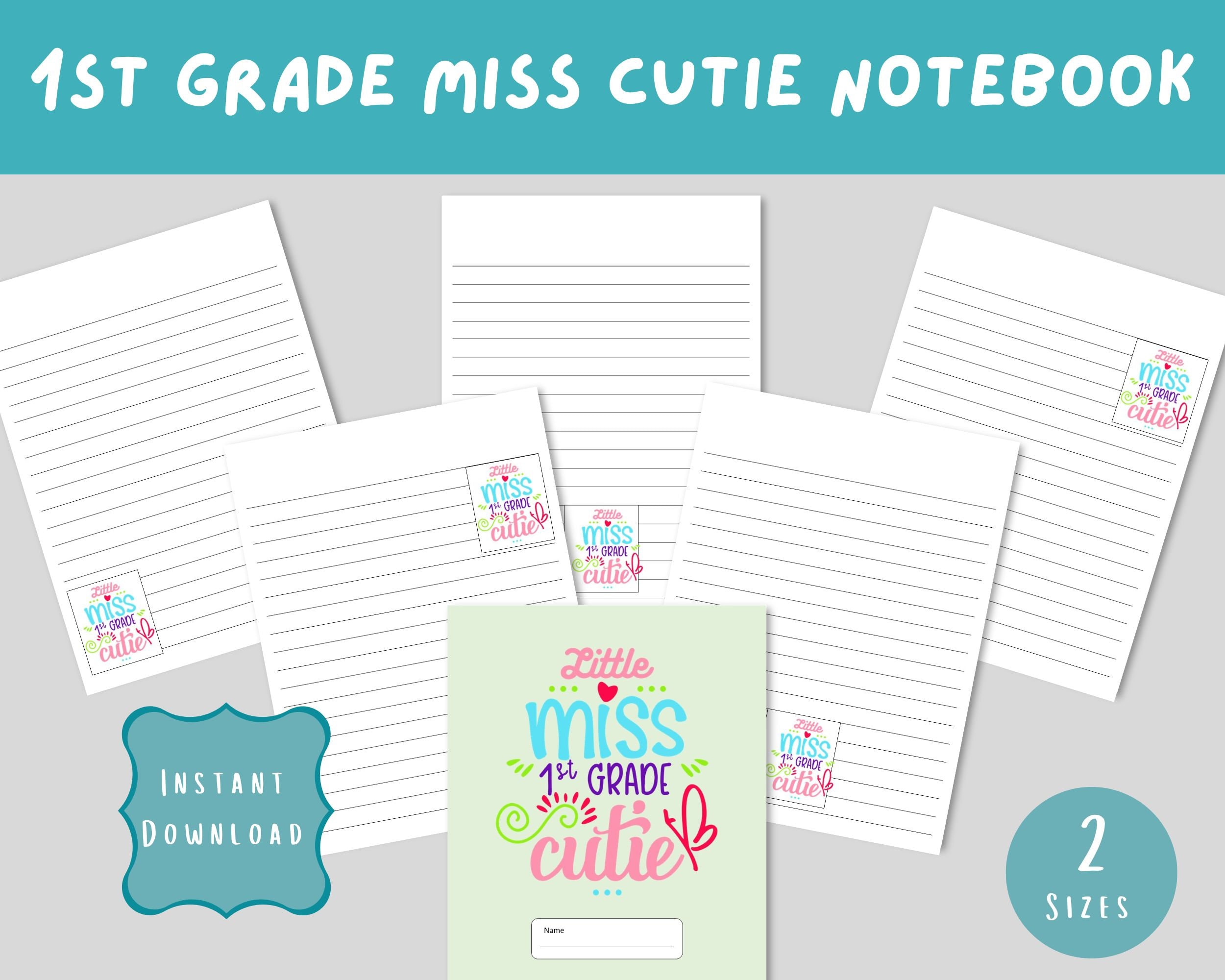 1st Grade Miss Cutie Printable Notebook, Grade School Notebook ...