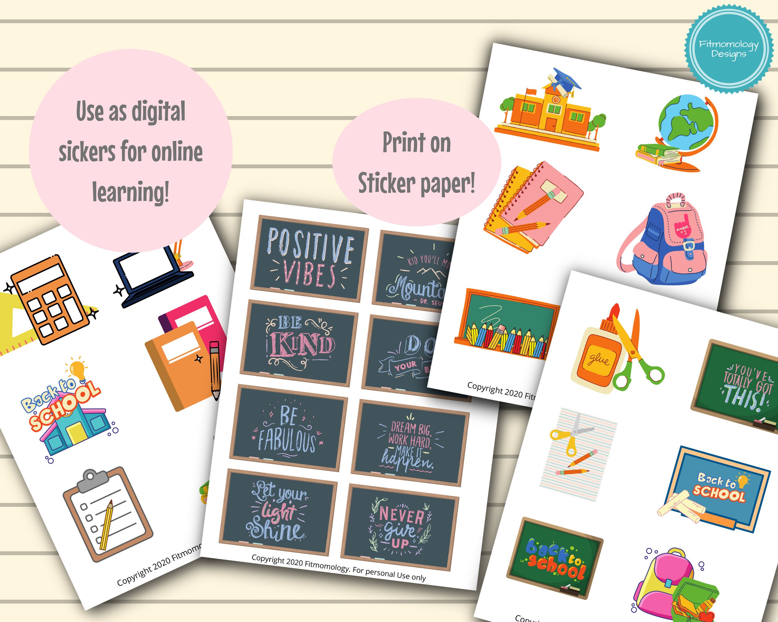 Printable School Stickers, Teacher Supply Stickers, School Supply ...