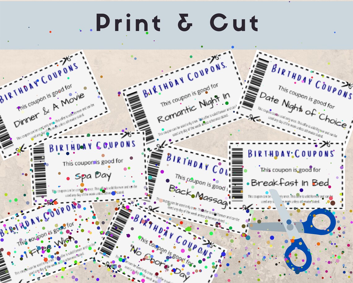 Editable Birthday Coupons, Printable Gift, PDF Download, Instant ...