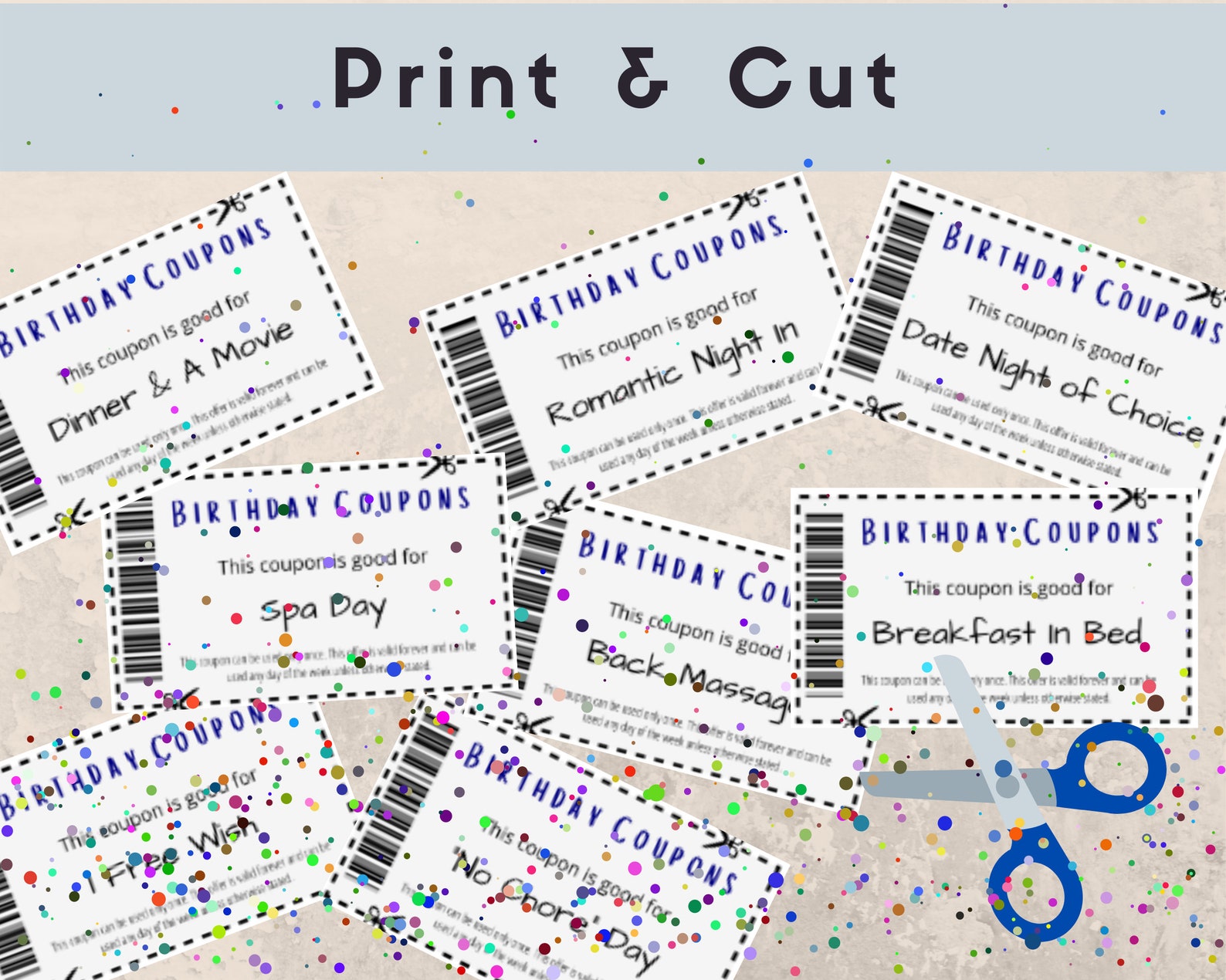 Editable Birthday Coupons, Printable Gift, PDF Download, Instant ...