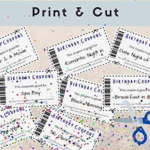 Editable Birthday Coupons, Printable Gift, PDF Download, Instant ...