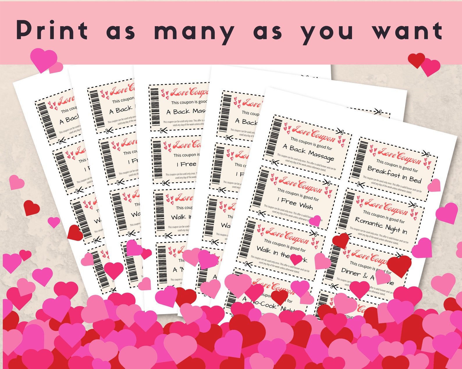 Editable Love Coupons, Valentines Day Coupons, Printable Gift, Love ...