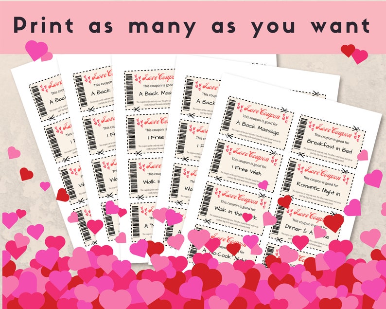 Editable Love Coupons, Valentines Day Coupons, Printable Gift, Love ...