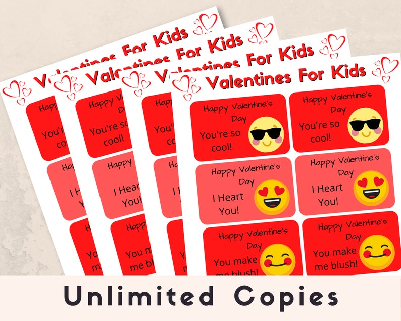 Emoji Valentines for Kids, Classroom Valentines, Printable Valentines ...