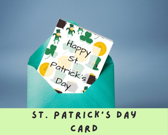 St Patrick's Day Note Card Printable Note Card St | Etsy