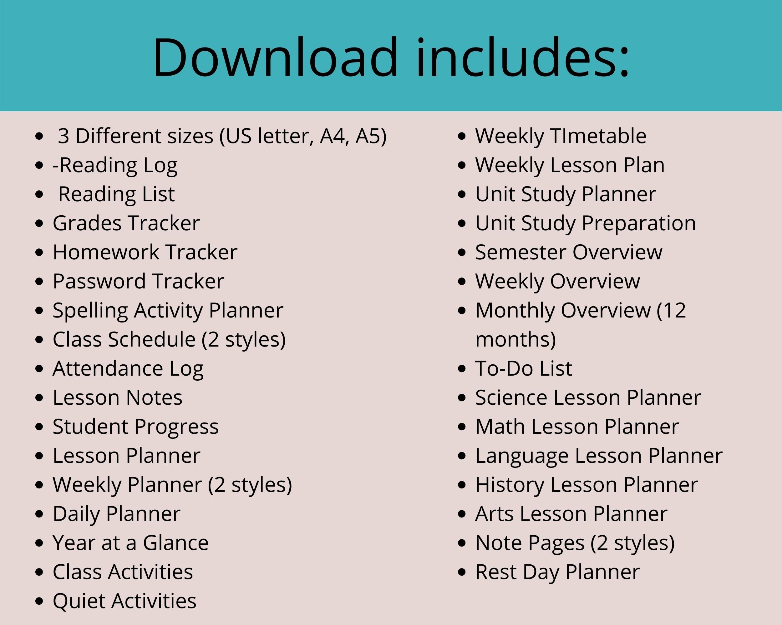 Homeschool Printable Planner, Teacher Planner, Lesson Planner Digital ...