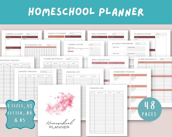 Homeschool Printable Planner Teacher Planner Lesson Planner - Etsy