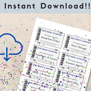 Editable Birthday Coupons, Printable Gift, PDF Download, Instant ...