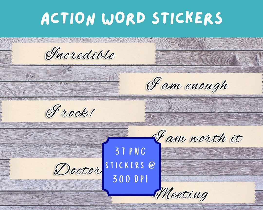 Action Word Stickers, Digital Planner Stickers, Instant Download - Etsy