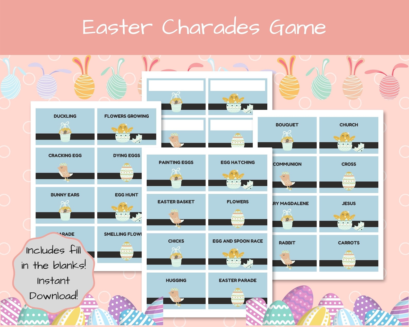 Easter Charades Game, Printable Easter Games, Kids Easter Activity Pack ...