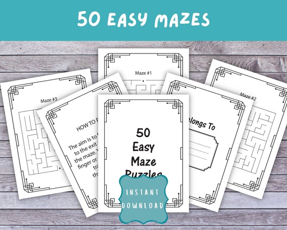 50 Easy Mazes Kids Activity Book Maze Activity Book Digital - Etsy