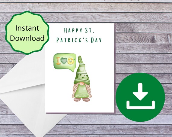 St Patrick's Day Note Card Printable Note Card St | Etsy