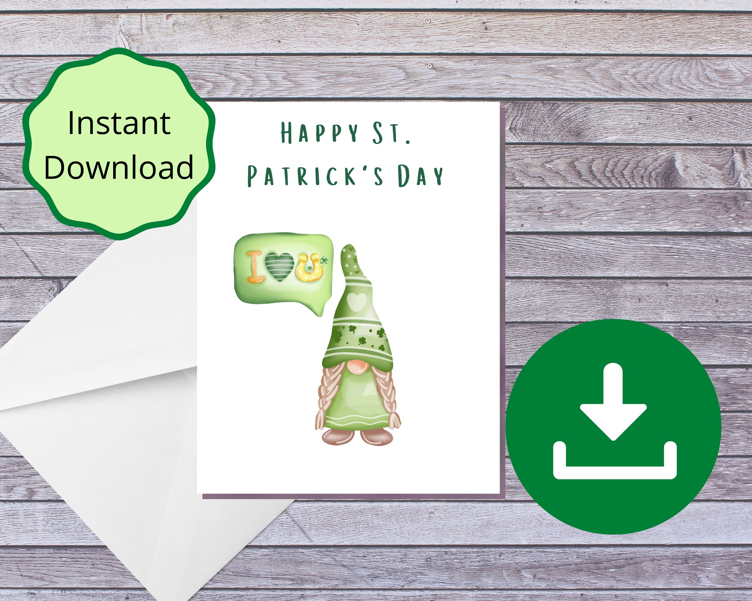 St Patrick's Day Note Card Printable, Note Card, St Patrick's Day PDF ...