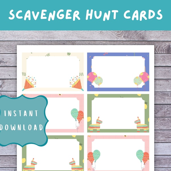 Blank Birthday Scavenger Hunt Cards - Etsy