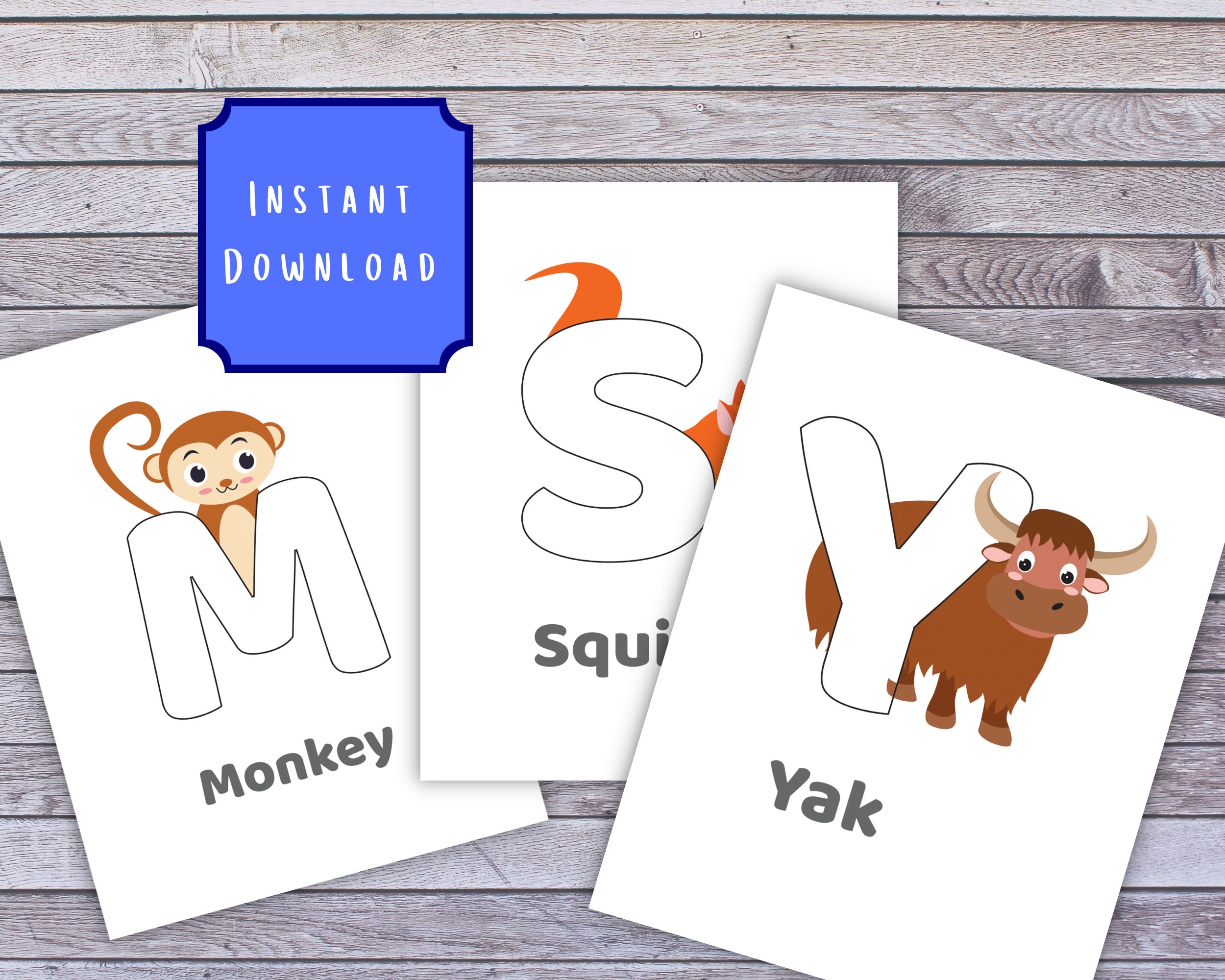 Animal Alphabet Coloring Pages Printable, Phonics Literacy ABC Letters ...