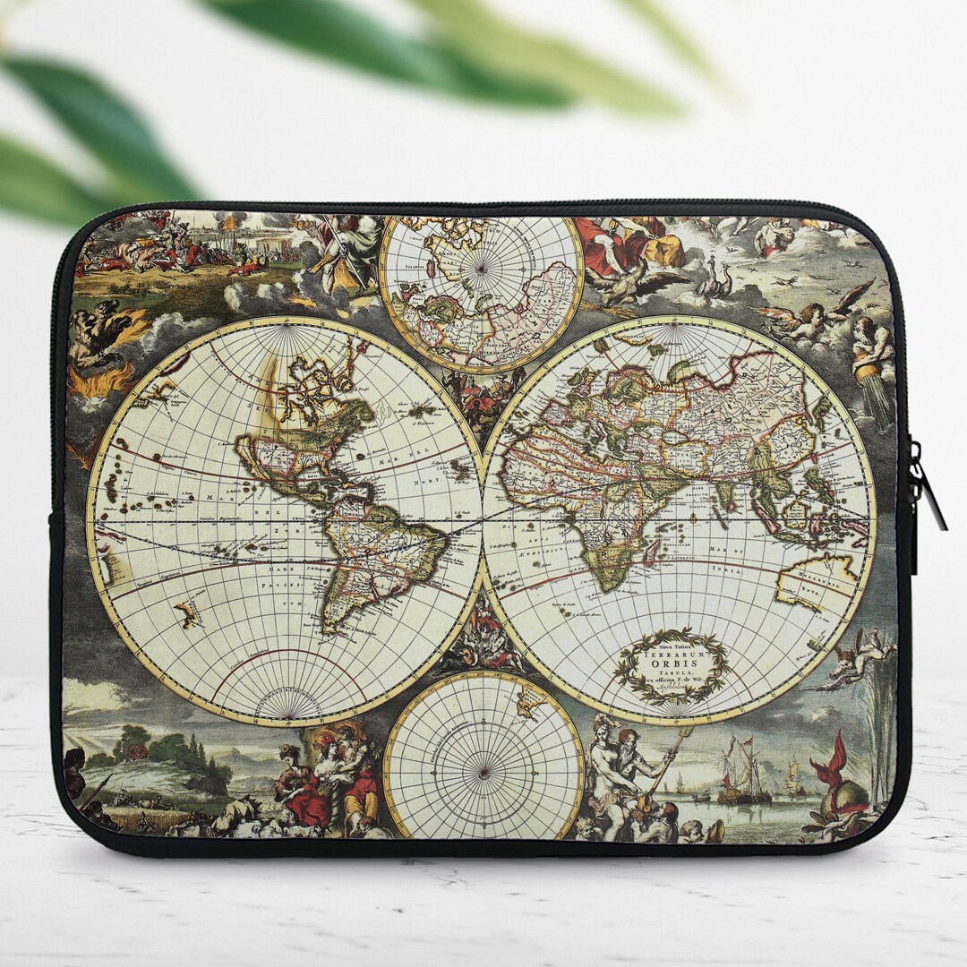 World Map Laptop Sleeve 13 Inch Laptop Sleeve Vintage Map Laptop Sleeve ...