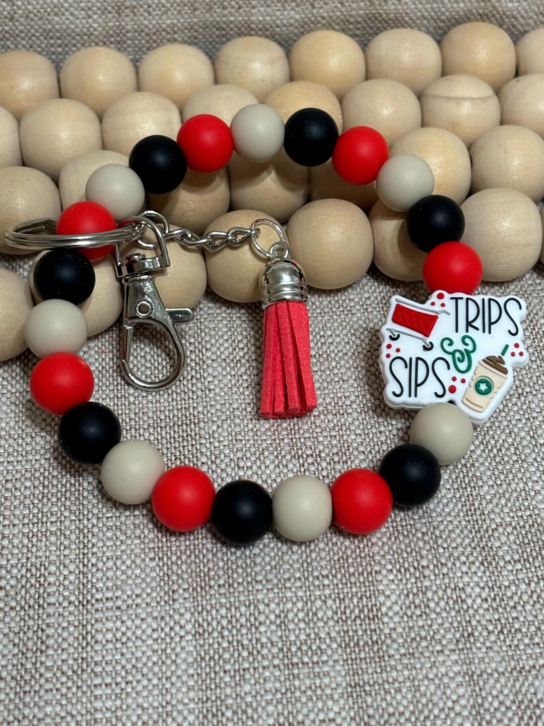 Trips and Sips Wristlet Keychain - Etsy