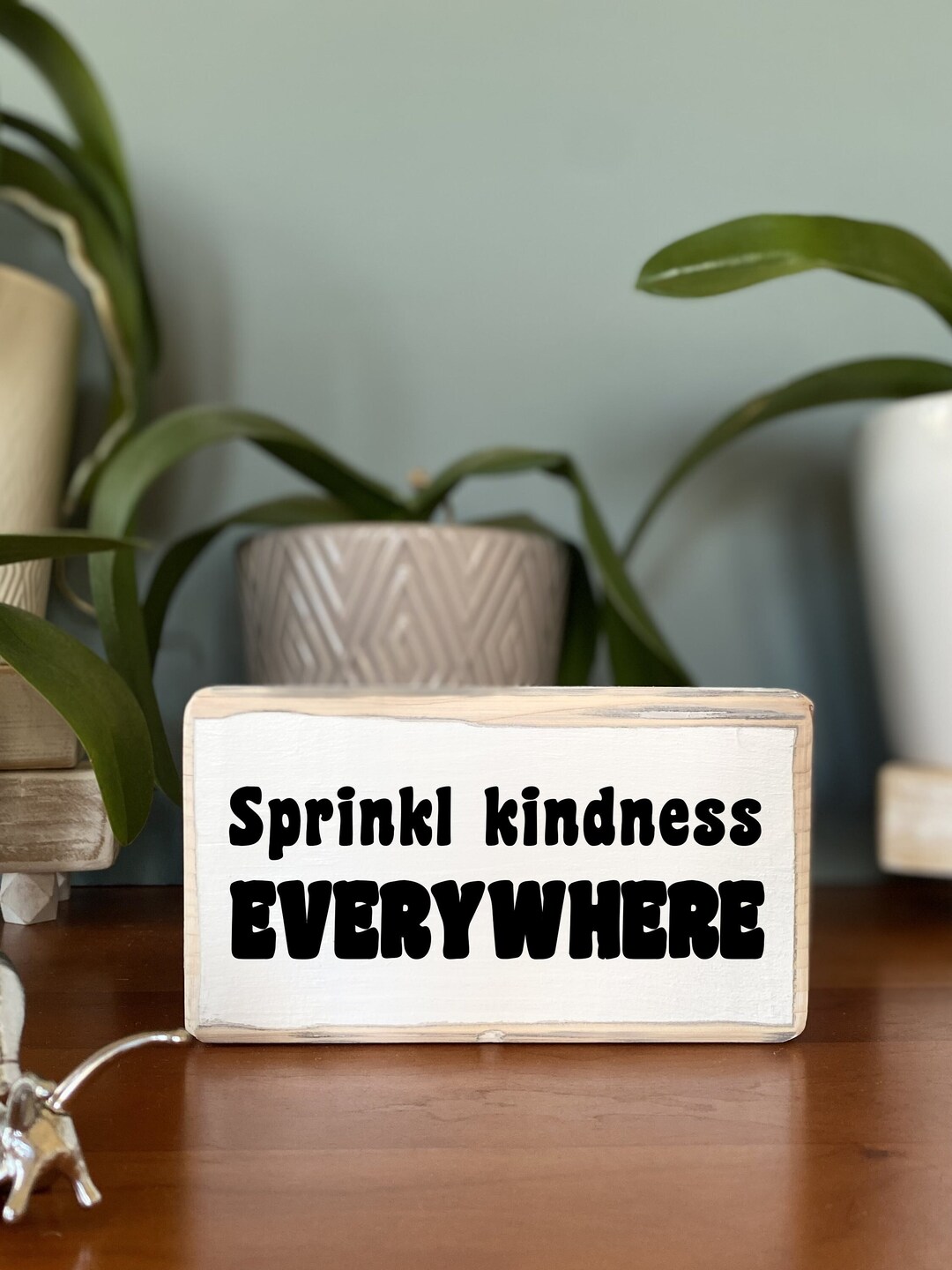Sprinkle Kindness Everywhere - Office Desk Wood Sign - Wooden Shelf ...