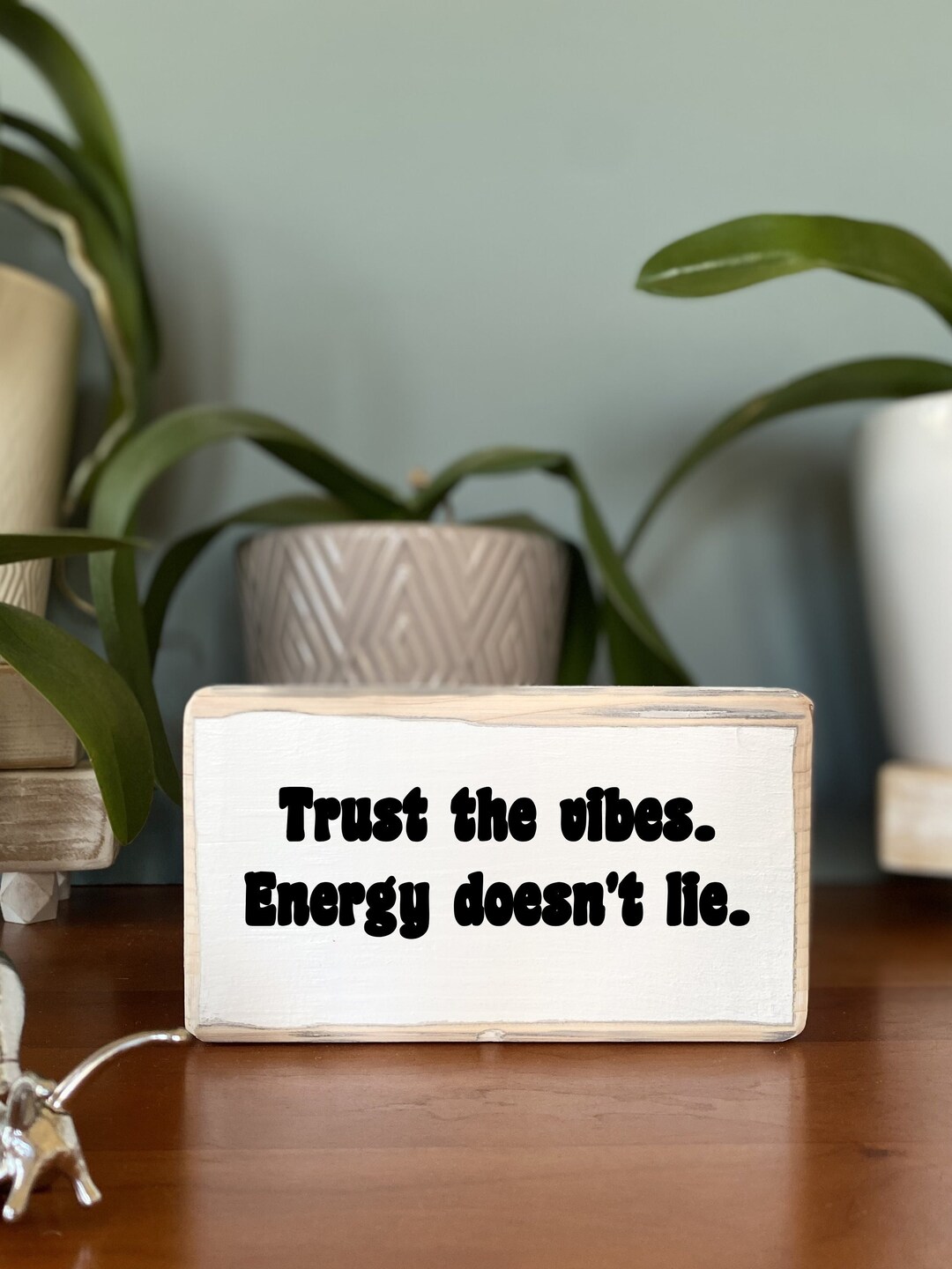 Trust the Vibes. Energy Doesn't Lie - Office Desk Wood Sign - Cubicle ...