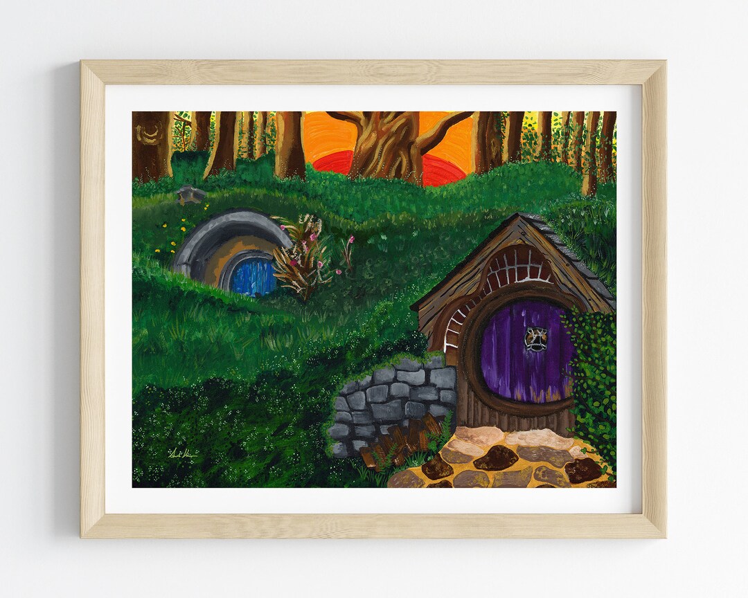 Cozy Cottages Painting, Fantasy Art, Nature Art Print, Fairytale Art ...