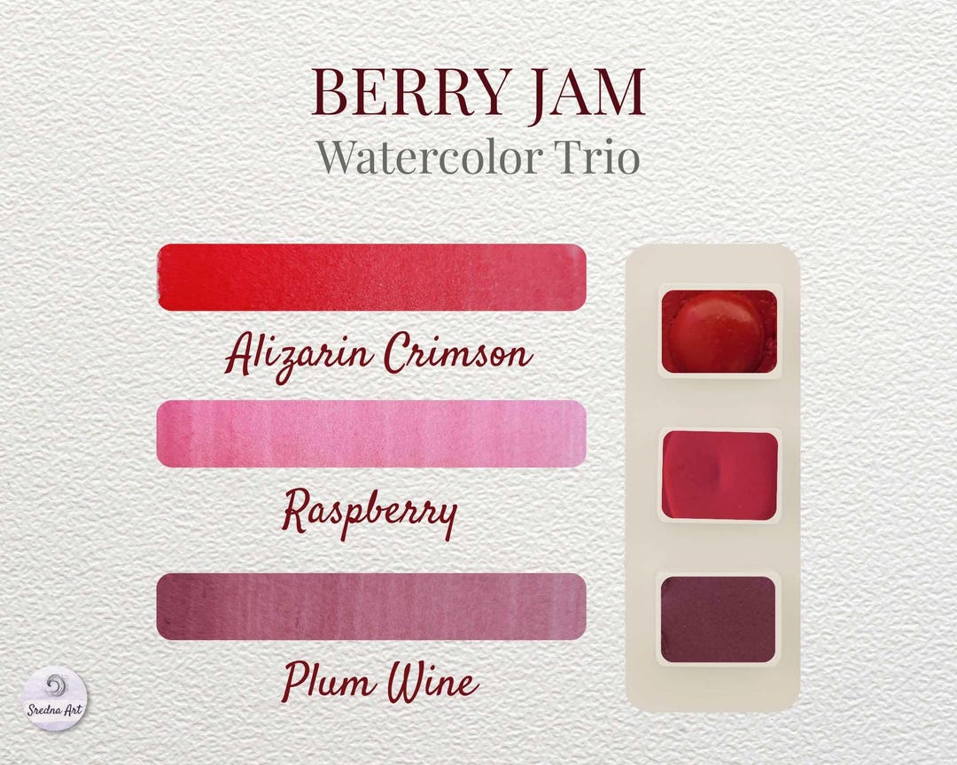 Berry Jam Watercolor Trio | 3 Handmade Artist Grade Berry Red & Purple ...