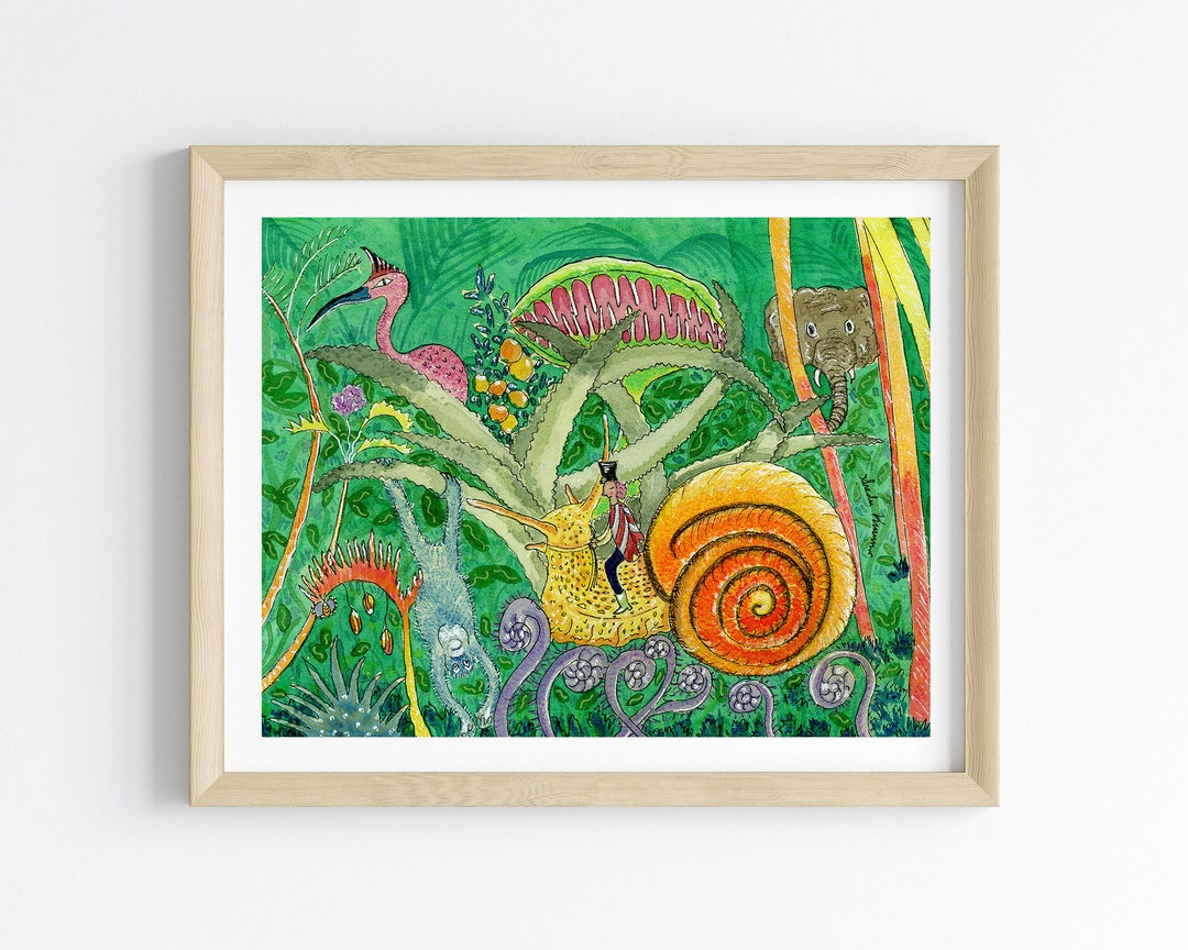 Original Dr Dolittle Art, Animal Art, Animal Lover Gift, Giant Snail ...