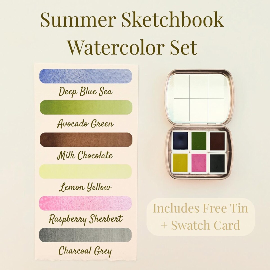 Summer Watercolor Set – 6 Handmade Paints in Free Tin | Travel Art ...
