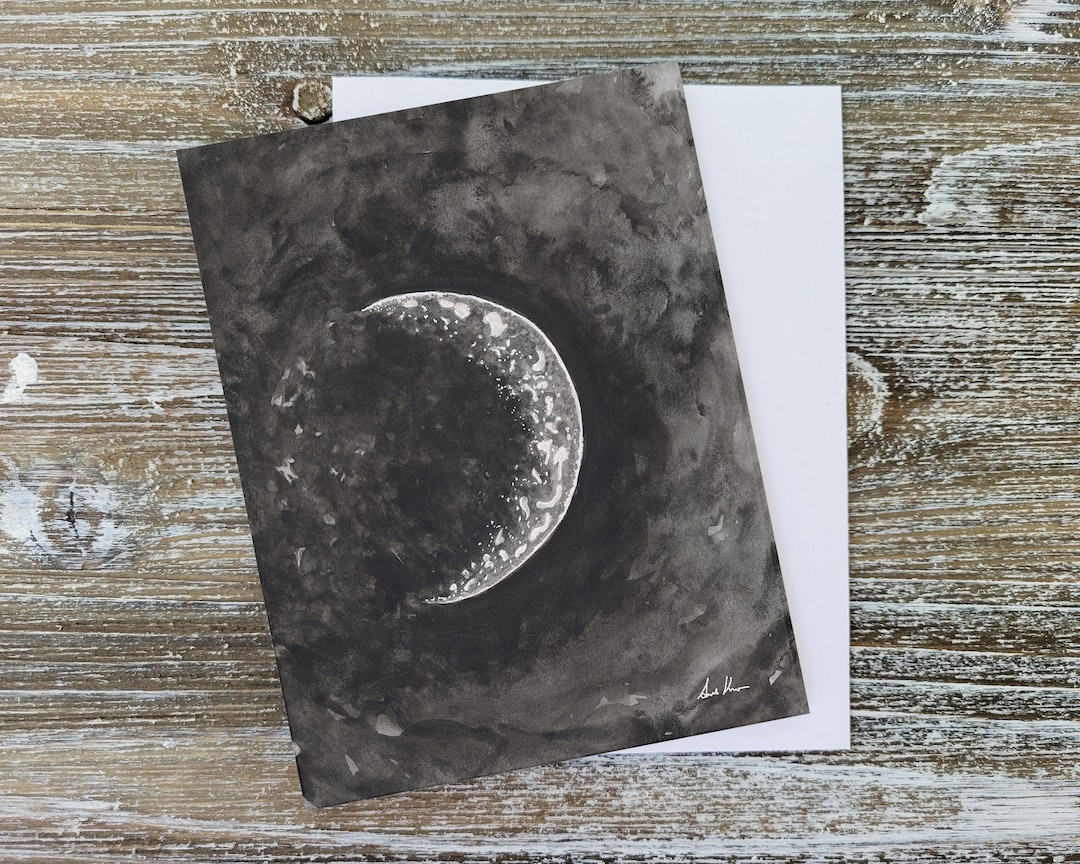 Crescent Moon Card,space Card,celestial Card,any Occasion,black and ...