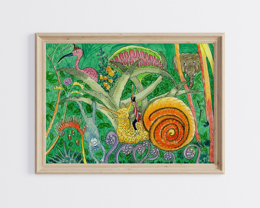 Dr Dolittle Art Prints, Animal Art, Animal Lover Gift, Giant Snail ...