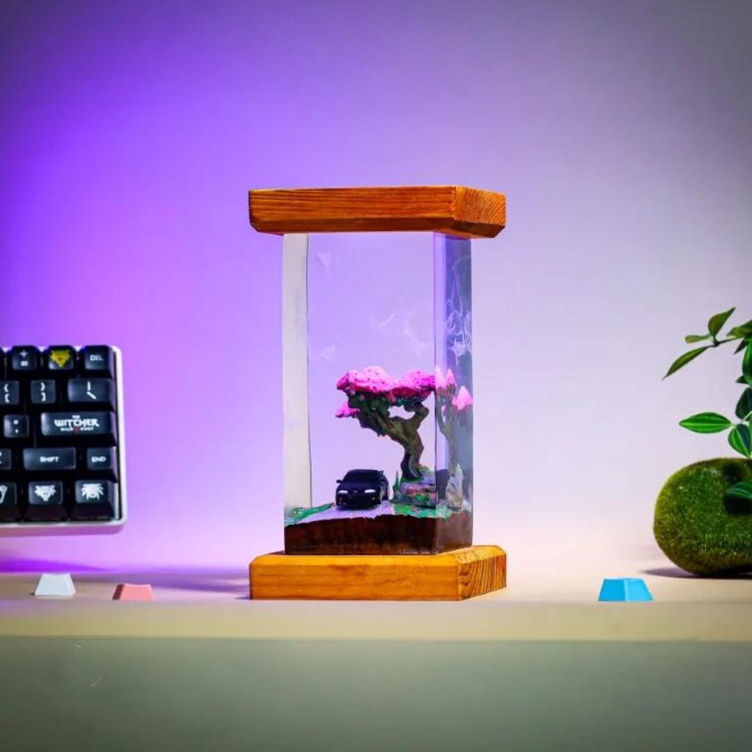 Car Cherry Blossom Tree Epoxy Resin Wood Lamp Night Light Unique Her ...