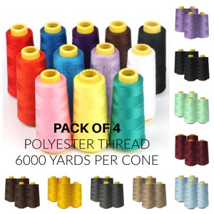 4-pack All Purpose Sewing Thread Cones (6000 Yards Each) for Sewing ...