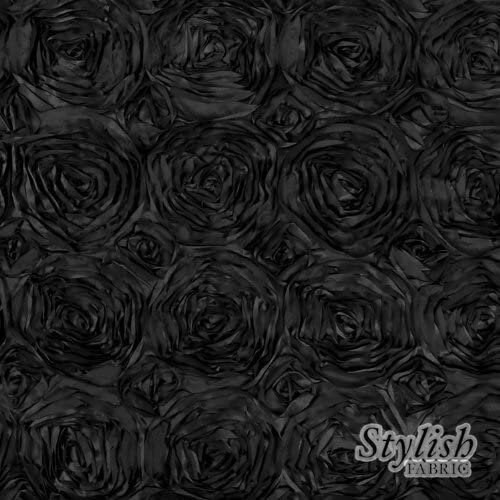 Black Satin Rosette Fabric by the Yard 1 Yard - Etsy