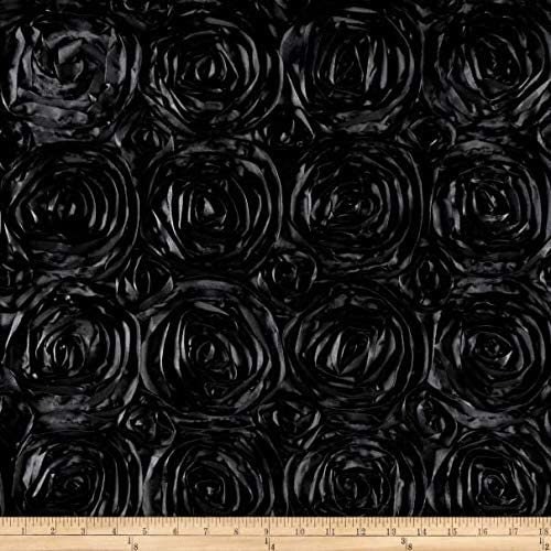 54-inch Wide Premium Satin Rosette 3D Rose Design Ribbon Fabric for ...