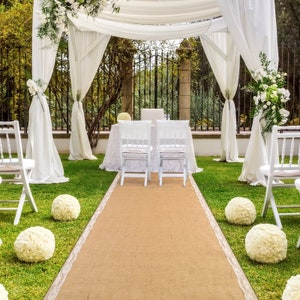 Natural Burlap Wedding Aisle Runner With Lace - 40 Inch Wide X 50 Feet ...