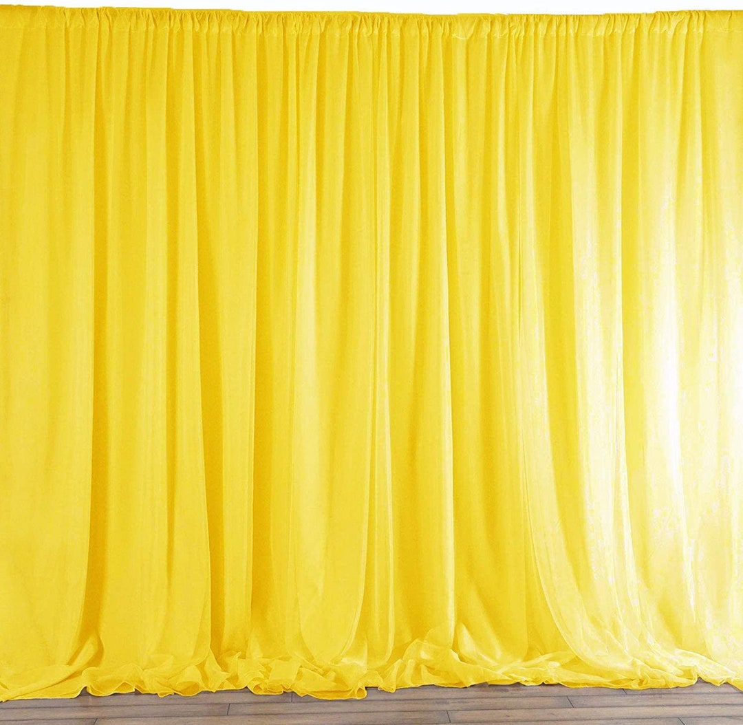 Ak-trading 115" X 144" Yellow Chiffon Drapes Panels for Wedding Events ...