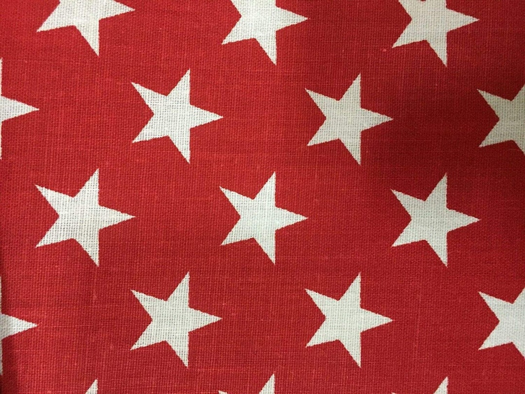 Red White American Star Print Poly Cotton Fabric - Sold by the Yard ...